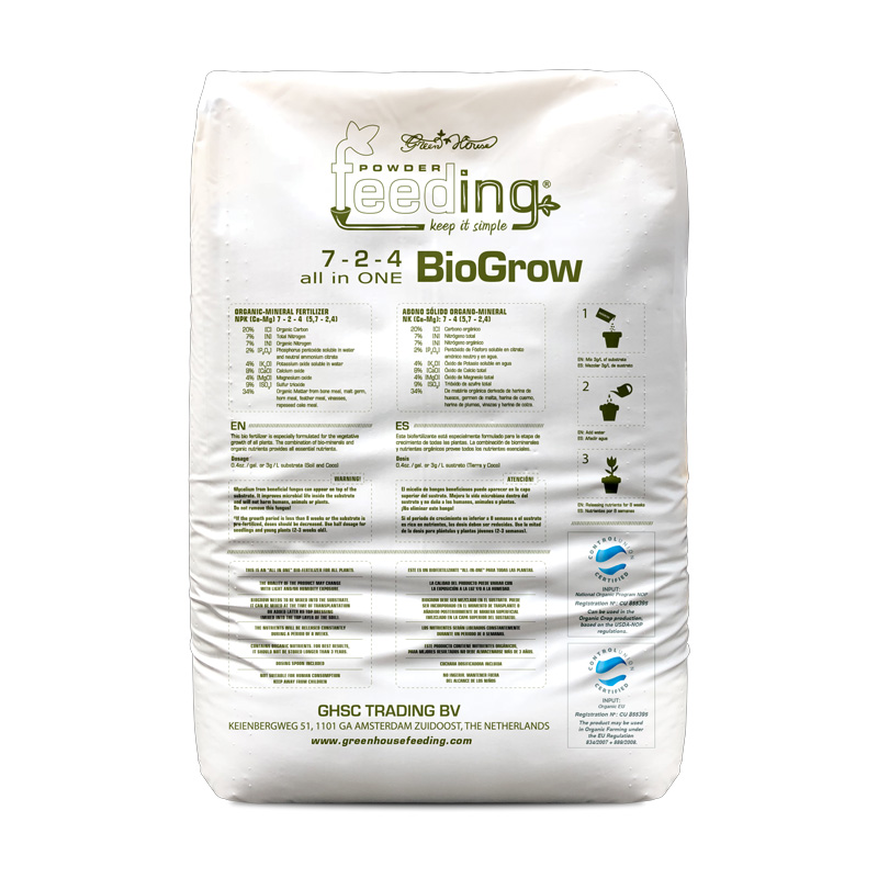 GREEN HOUSE FEEDING - BIO GROW | 25Kg, INDOORLINE - Indoor Growing Attitude